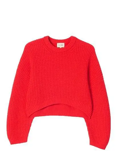 Gobi Cashmere Oval-sleeve Cropped Cashmere Sweater - Fiery Red