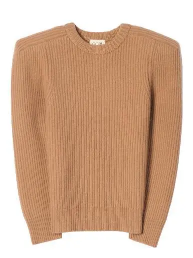Gobi Cashmere Sculpted-shoulder Ribbed Sweater - Camel