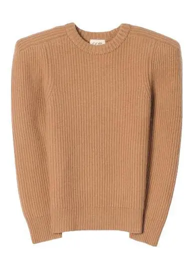 Gobi Cashmere Sculpted-shoulder Ribbed Sweater - Camel