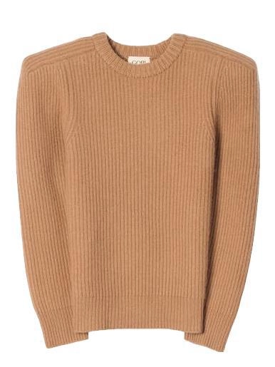 Gobi Cashmere Sculpted-shoulder Ribbed Sweater - Camel