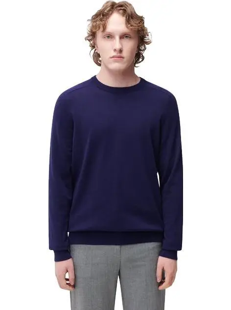 Gobi Cashmere Crewneck Cotton Silk Cashmere Blend Sweater - Navy