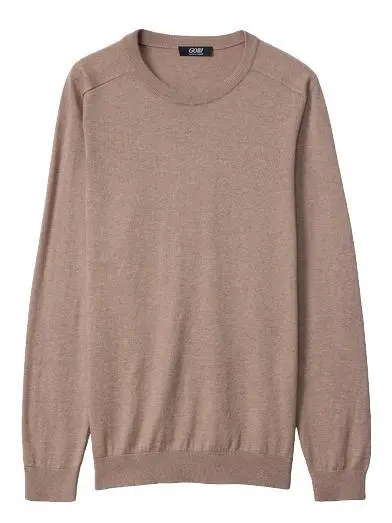 Gobi Cashmere Crewneck Sweater In Cotton, Silk, And Cashmere Blend - Timber Wolf