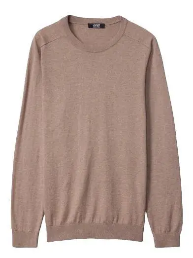 Gobi Cashmere Crewneck Sweater In Cotton, Silk, And Cashmere Blend - Timber Wolf
