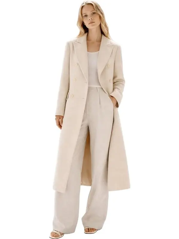 Gobi Cashmere Cashmere Double-breasted Long Coat - Beige