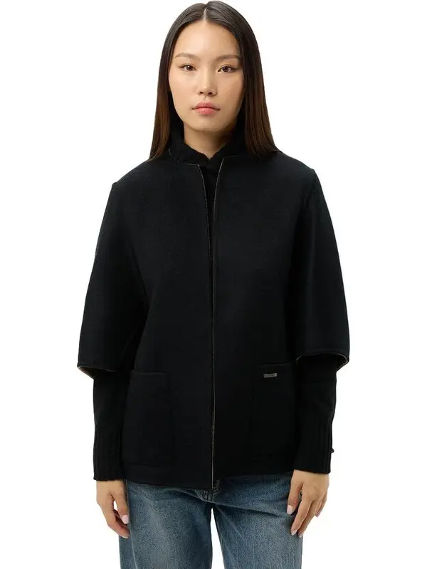 Gobi Cashmere Cashmere Poncho Jacket With Patch Pockets - Dark Navy