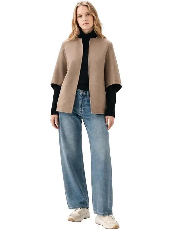 Gobi Cashmere Patch Pocket Poncho Jacket - Dark Navy