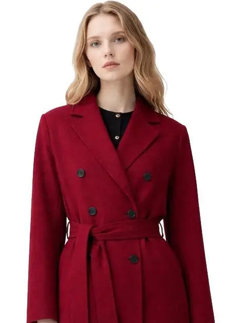 Gobi Cashmere Double-breasted Cashmere Coat - Bordeaux