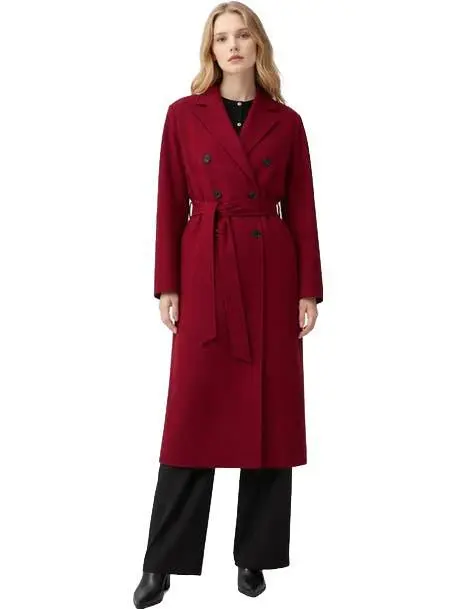 Gobi Cashmere Double-breasted Long Cashmere Coat - Bordeaux