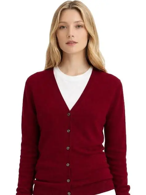 Gobi Cashmere Cashmere V-neck Cardigan - Bordeaux