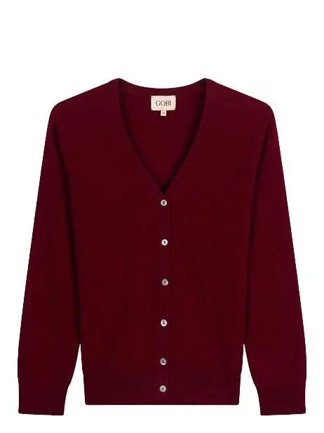 Gobi Cashmere Cashmere V-neck Cardigan - Bordeaux