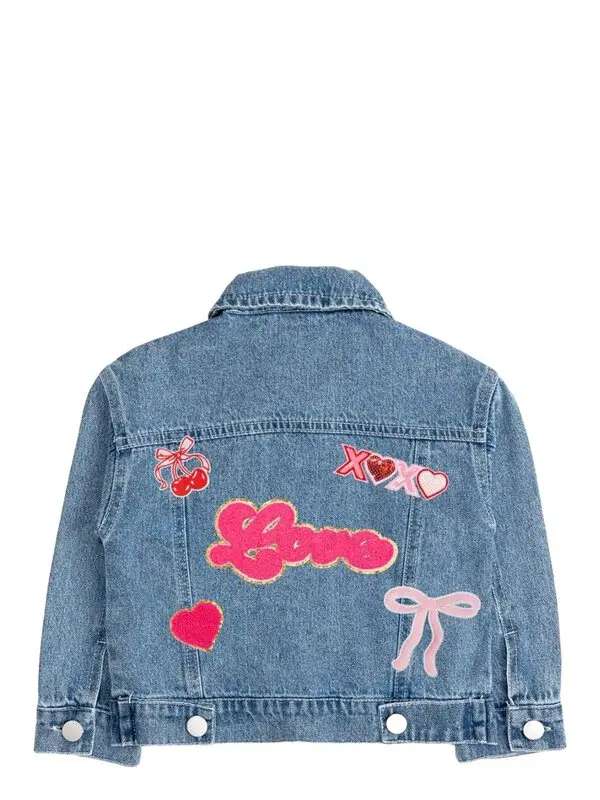 SWEET WINK Love Script Patch Jacket - Denim