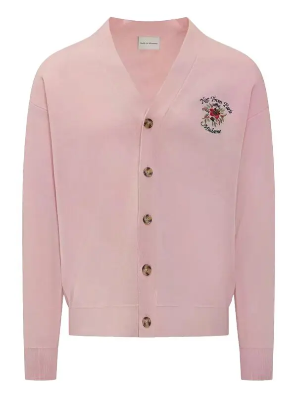 Drole De Monsieur Slogan Rose Cardigan - Pink