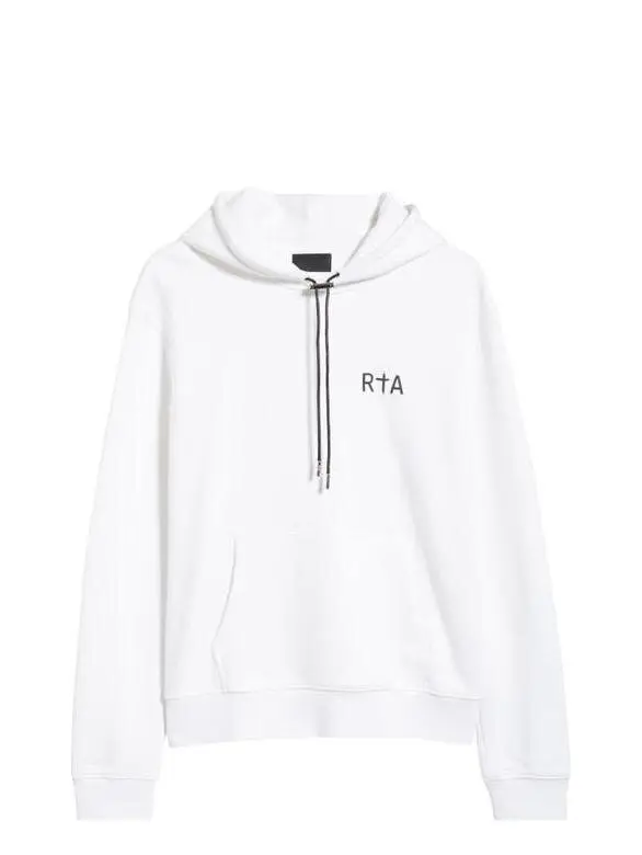 RtA Dion Cross Logo Graphic Hoodie - White Black Cross