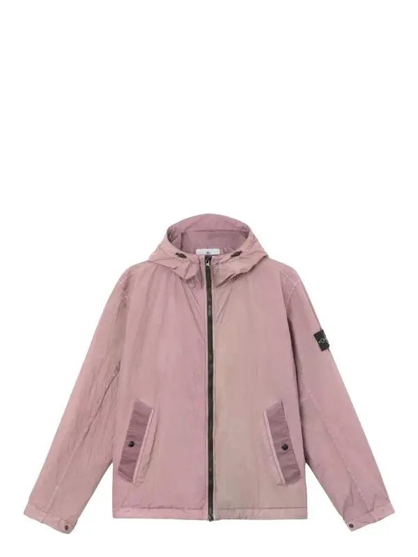 Stone Island Hooded Jacket With Logo Patch - Pink