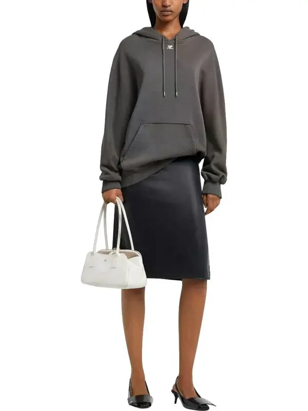 COURREGES Logo-embroidered Hoodie - Grey