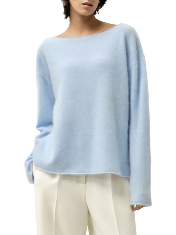 Lilysilk Boat-neck Brushed Cashmere Sweater - Illusion Blue