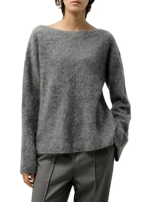 Lilysilk Boat-neck Brushed Cashmere Sweater - Thunder
