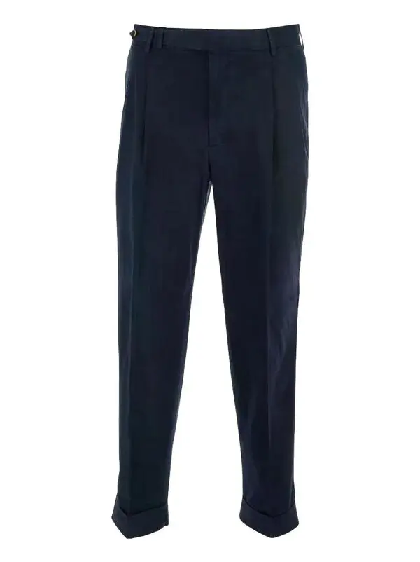 PT TORINO Pleated Cuffed Trousers - Blue