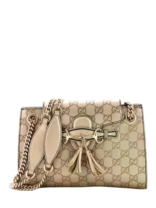 Gucci Emily Chain Flap Sisma Leather Small Shoulder Bag - Gold