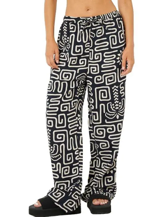 Rip Curl Printed Drawstring Pants - Black/off White