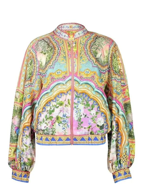 Camilla Printed Bomber Jacket - Yellow