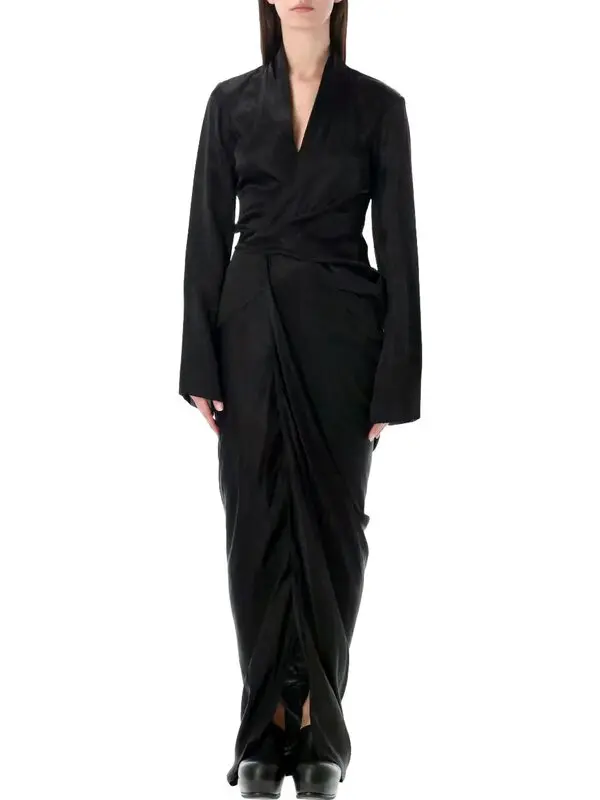 Rick Owens V-neck Wrap Maxi Dress - Black