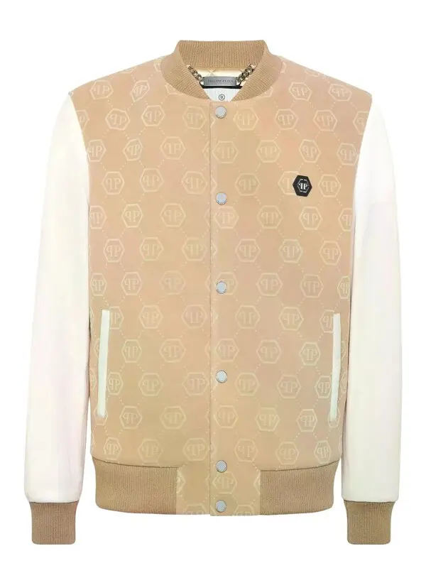 Philipp Plein Monogram Varsity Bomber Jacket - Neutrals
