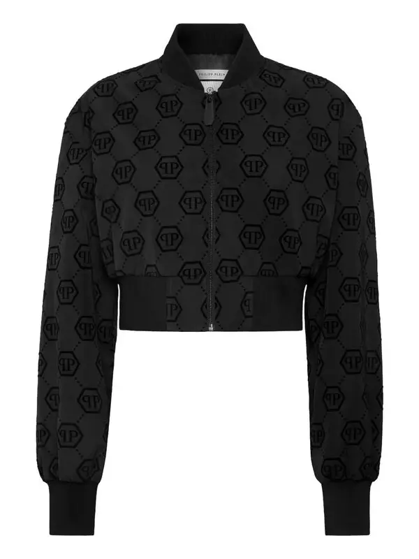 Philipp Plein Monogram Flocked Bomber Jacket - Black
