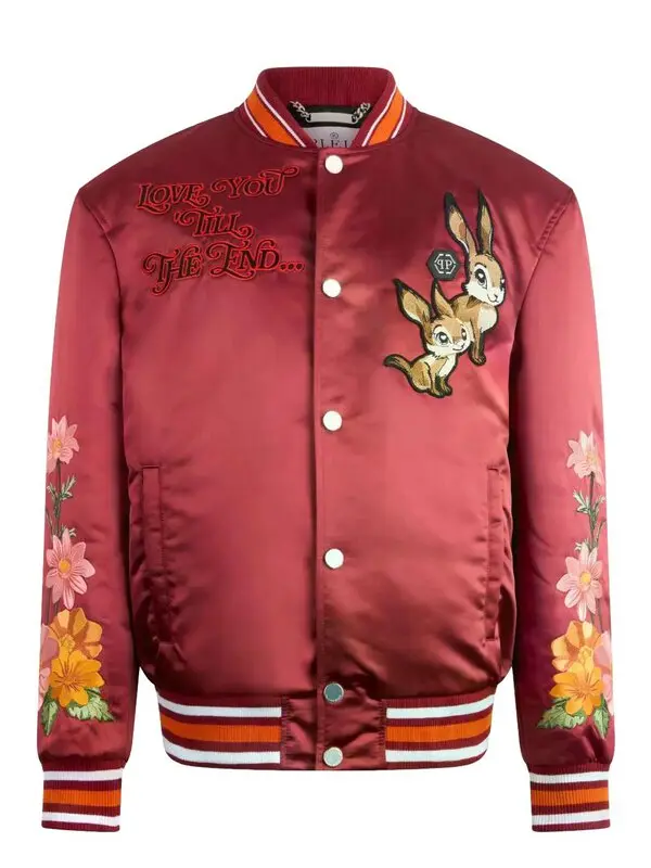 Philipp Plein Embroidered Bomber Jacket - Red