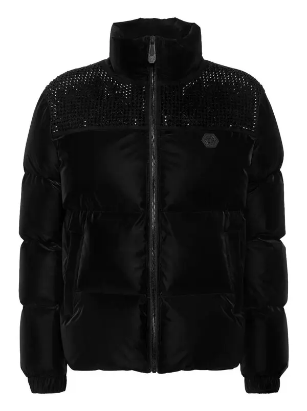 Philipp Plein Rhinestone-embellished Puffer Jacket - Black