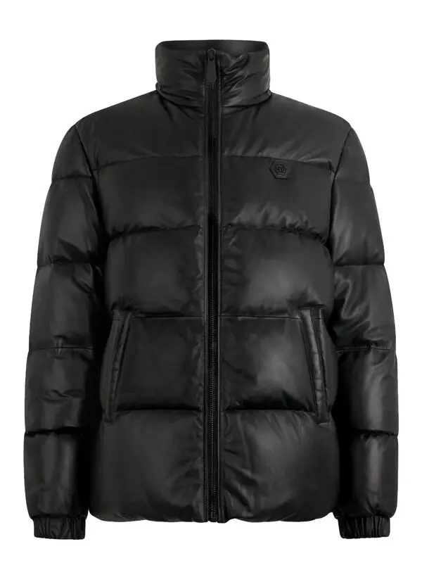 Philipp Plein Leather Puffer Jacket - Black