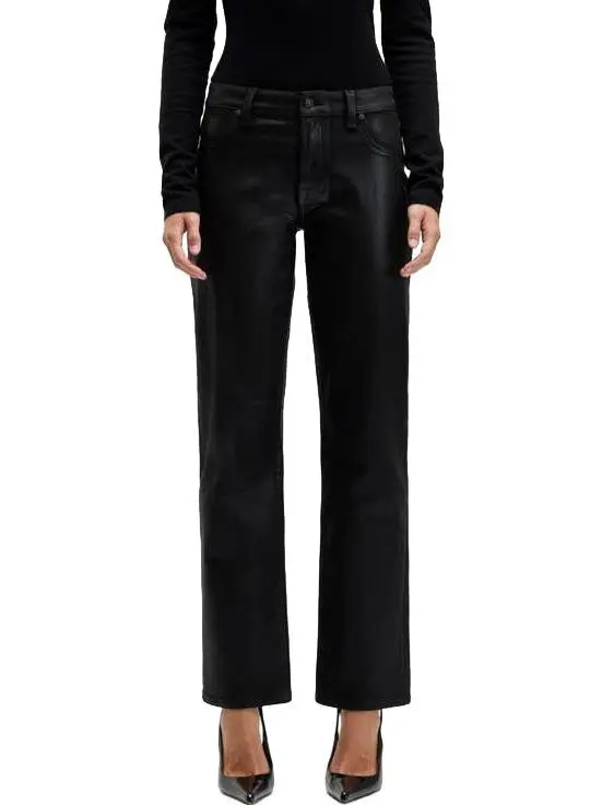 7 For All Mankind Calie Coated Mid-rise Straight Leg Jeans - Coated Black