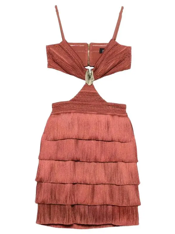 PatBO Cut-out Fringed Mini Dress - Brown