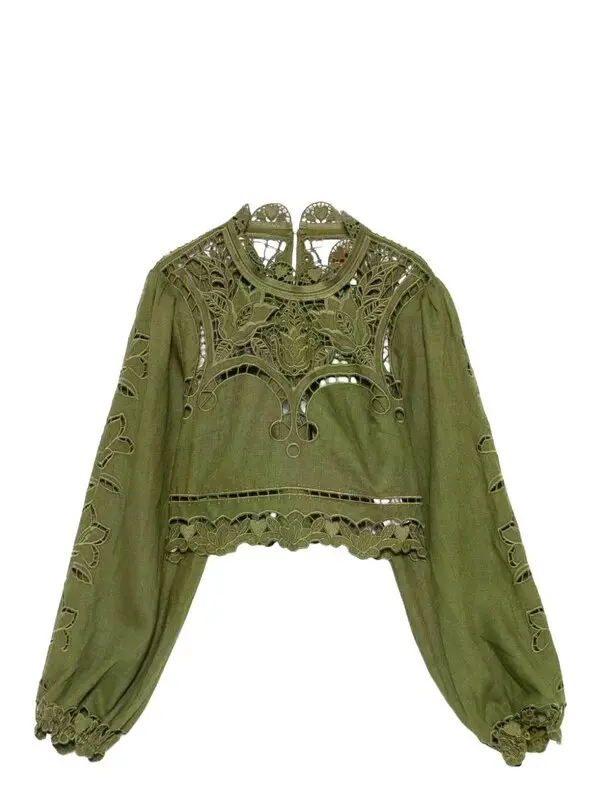 Farm Rio Cut-out Blouse - Green