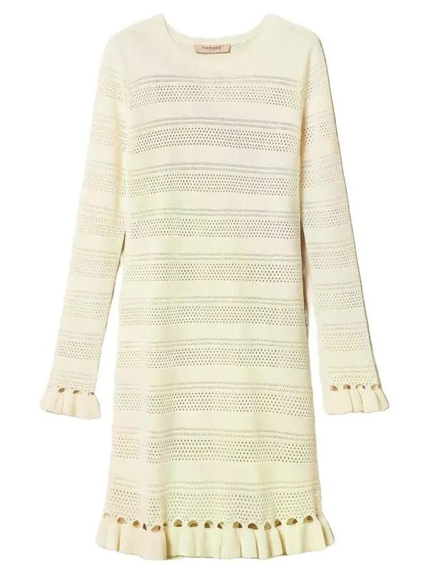 TWINSET Ruffled Knit Dress - Neutrals