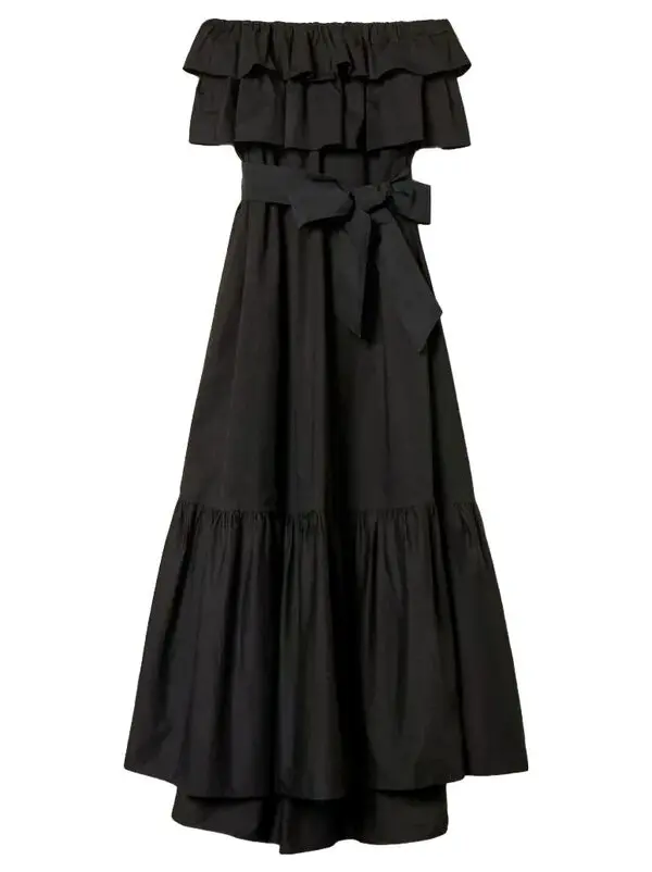 TWINSET Ruffled Off-the-shoulder Dress - Black
