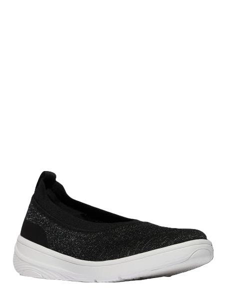 Fitflop Super-q Knit Ballet Flats - Black/silvereen