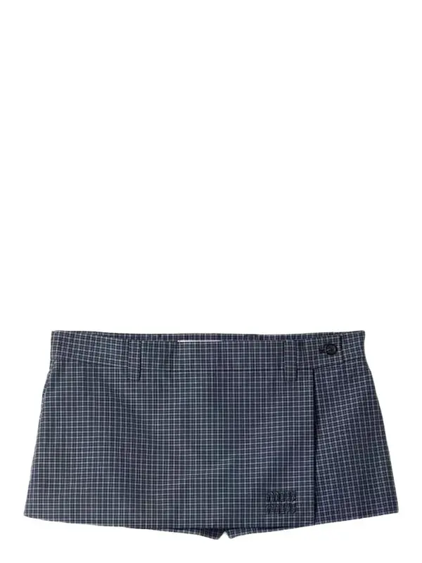 Miu Miu Check-pattern Mini Skirt - Blue