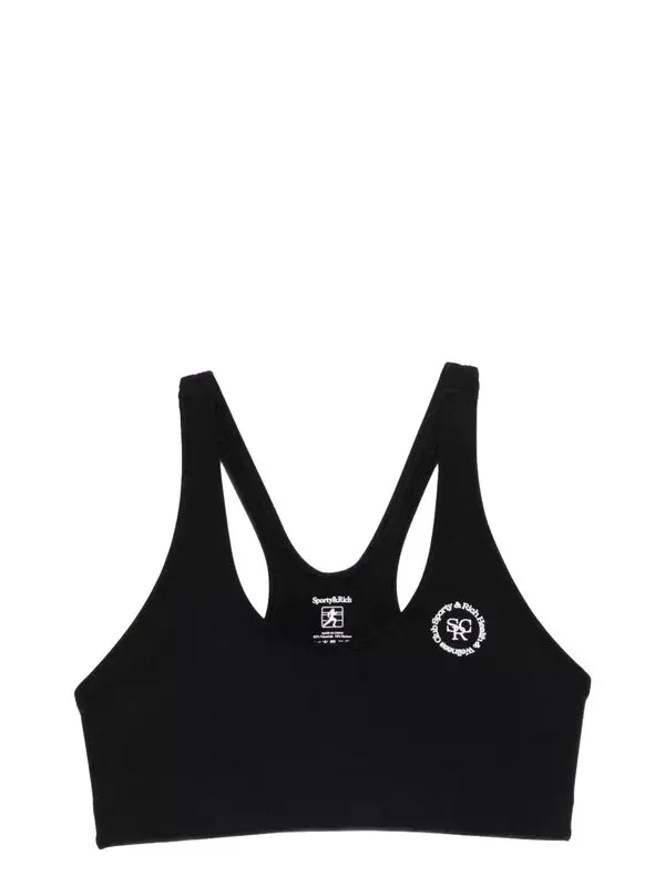 SPORTY & RICH Srhwc Logo Cropped Sports Bra - Black