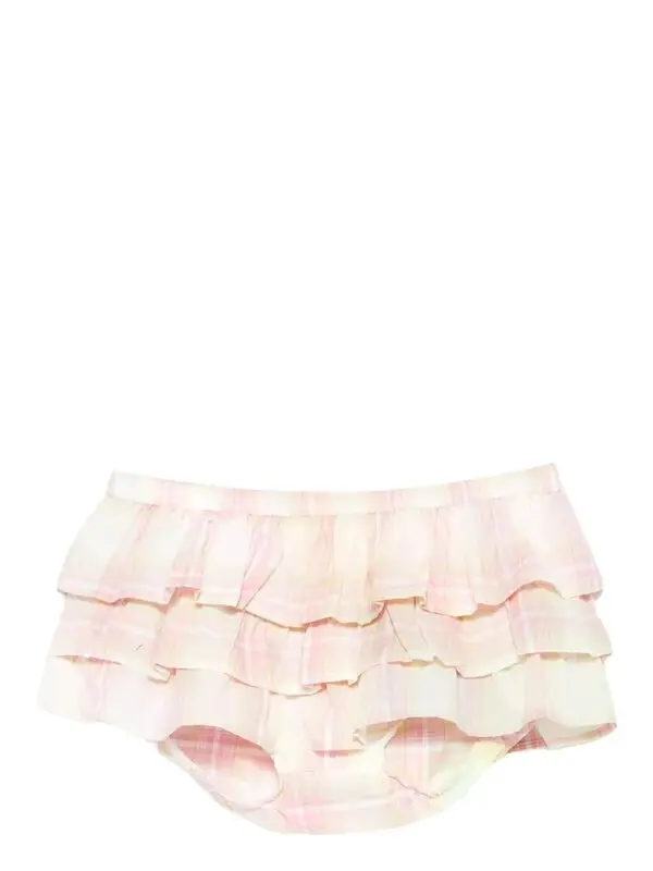 Gimaguas Jardin Plaid-pattern Ruffled Shorts - Pink