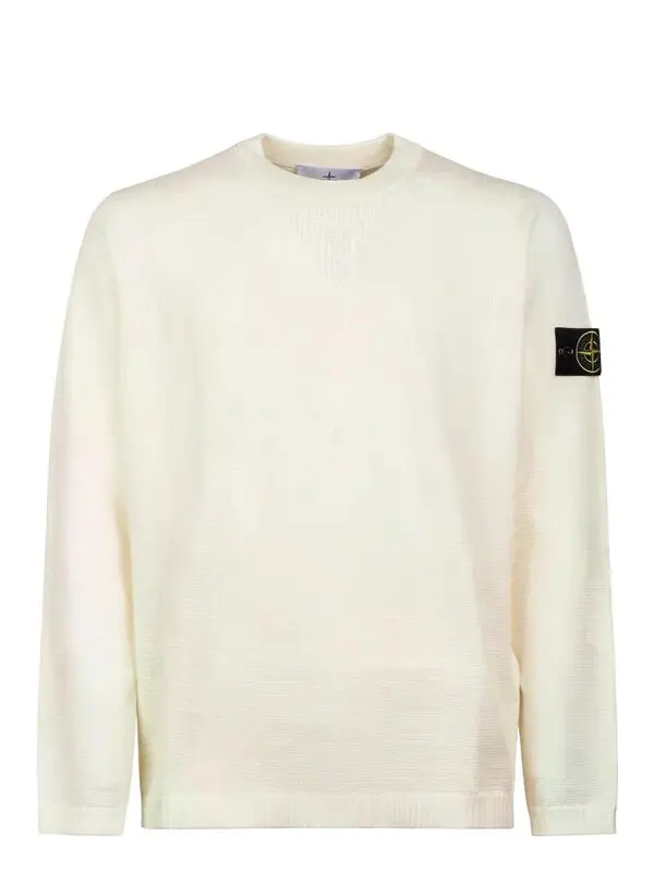 Stone Island Crew-neck Waffle Knit Sweater - Neutrals