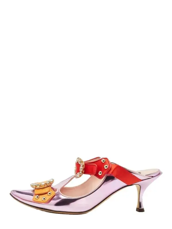 Dolce & Gabbana Crystal-embellished Buckle Mules - Pink