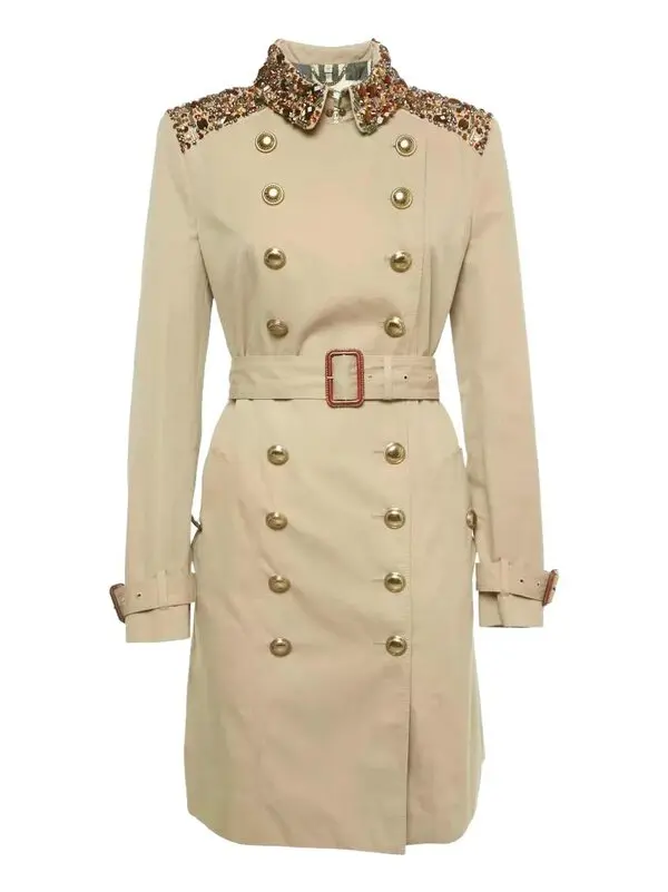 Burberry Embellished-collar Trench Coat - Neutrals