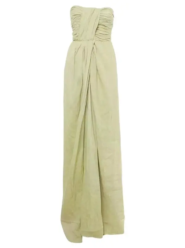 Alberta Ferretti Gathered Strapless Maxi Dress - Green