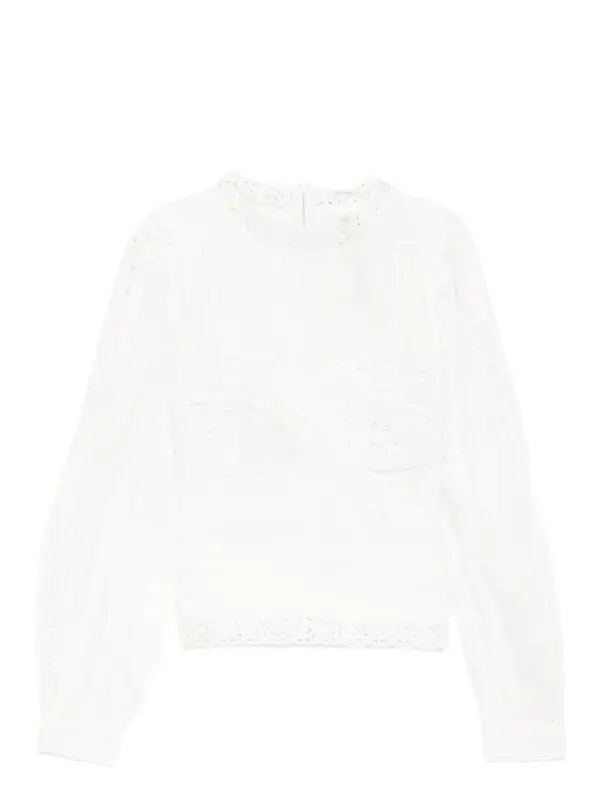 Farm Rio Lace Long-sleeve Blouse - White
