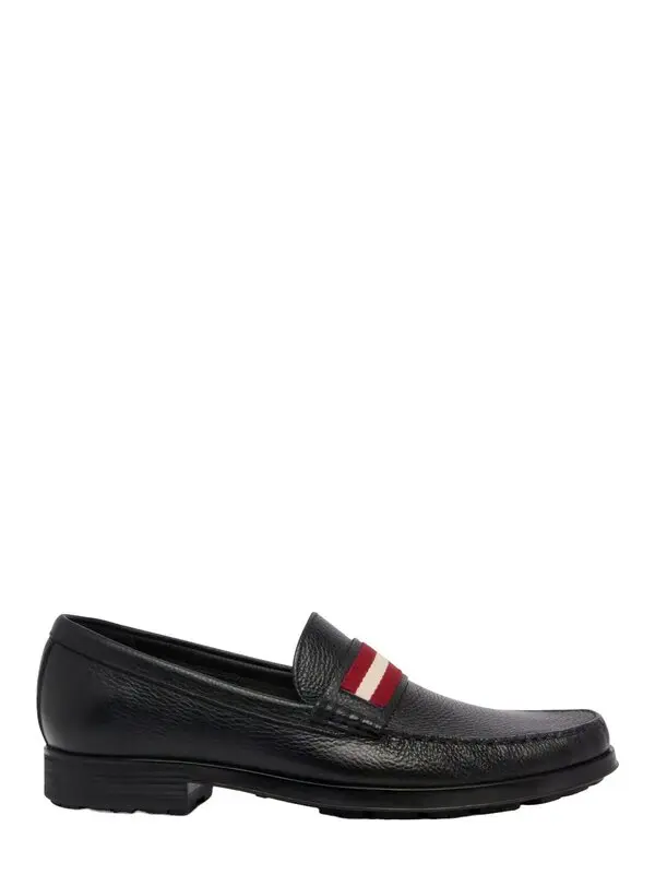 Bally Striped Leather Loafers - Black