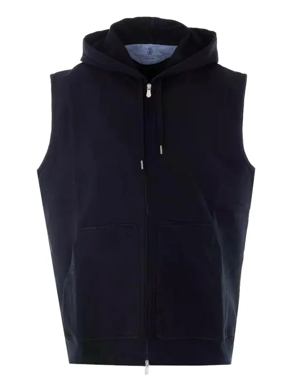 Brunello Cucinelli Hooded Zip Gilet - Blue
