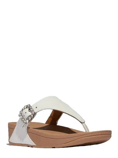 Fitflop Lulu Crystal Buckle Toe Post Sandal - Urban White