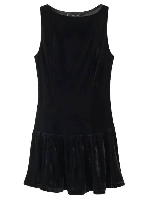 Mango Velvet Mini Dress - Black