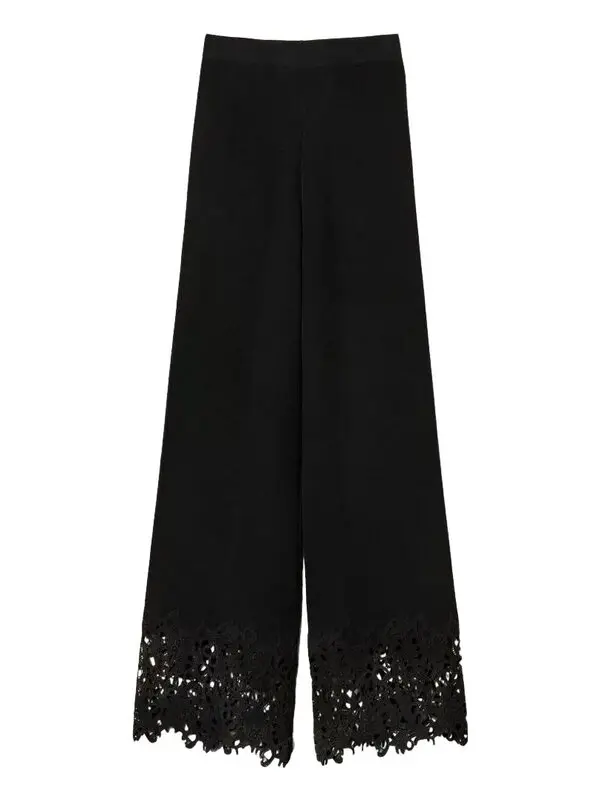 TWINSET Lace-hem Straight Trousers - Black